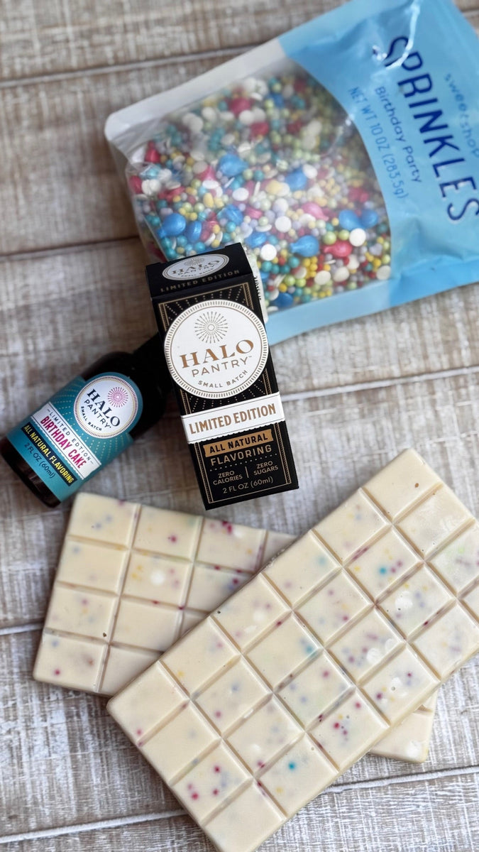 DIY Birthday Cake flavored White Chocolate Crisp Candy Bar – HALO PANTRY